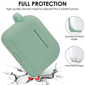 Case for AirPods Pro 2nd Generation 2022, Filoto Cute Apple AirPod Pro 2 Cover for Women Girls, Silicone Case with Wristlet Bracelet Keychain Credit Card Holder Purse Accessories(Cactus Green)