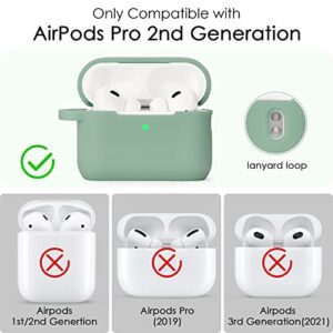 Case for AirPods Pro 2nd Generation 2022, Filoto Cute Apple AirPod Pro 2 Cover for Women Girls, Silicone Case with Wristlet Bracelet Keychain Credit Card Holder Purse Accessories(Cactus Green)