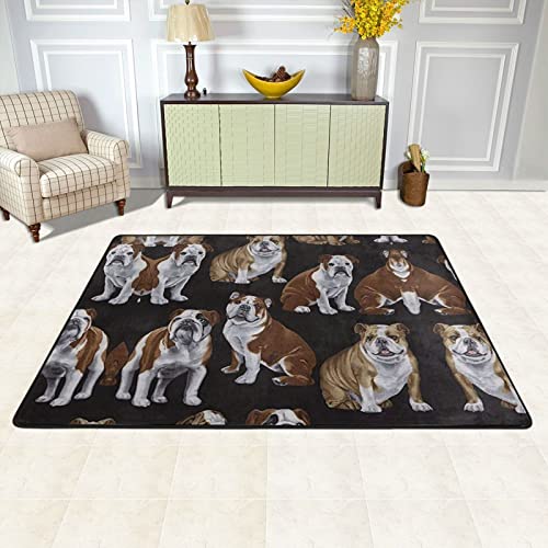 English Bulldogs Ultra Soft Non Slip Door Mat Rugs, Bedroom Carpets, for Living Room Dorm Bathroom Decorative