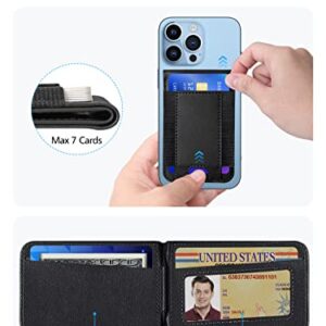 Miroddi for MagSafe Wallet Stand - Magnetic Phone Wallet with Adjustable Stand, Magnetic Wallet Card Holder for iPhone 15/14/13/12 Series, Open ID Window, Fits 9 Cards, Vegan Leather, Black