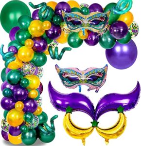 114 pcs mardi gras balloons party decoration large sized mardi gras mask foil balloons moon star foil balloons for mardi gras birthday baby shower masquerade new orleans party