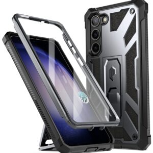 Poetic Spartan Case for Galaxy S23+ Plus 5G 6.7", Fingerprint ID, Rugged Shockproof Cover, Kickstand, Metallic Gun Metal