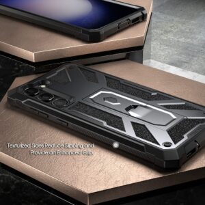 Poetic Spartan Case for Galaxy S23+ Plus 5G 6.7", Fingerprint ID, Rugged Shockproof Cover, Kickstand, Metallic Gun Metal