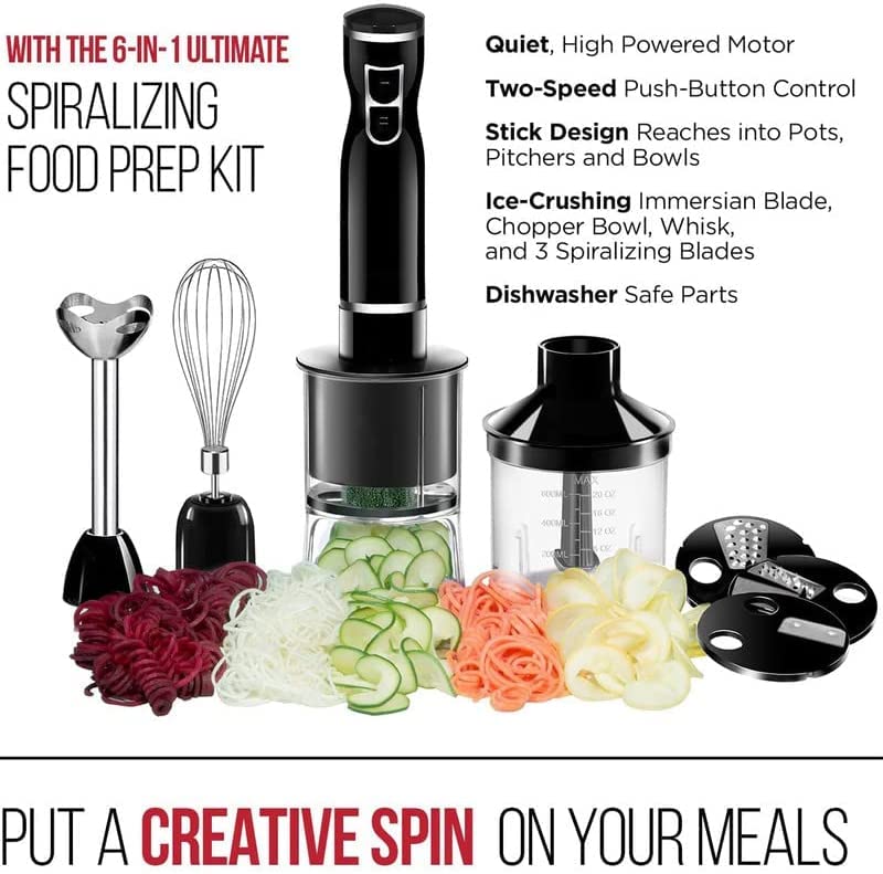 Kitchen 6-in-1 Countertop Blender - Electric Spiralizer & Immersion Blender