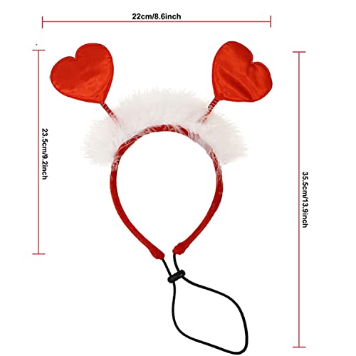 Ausejopeac Valentine's Day Dog Costume Pet Heart Headband for Dog Cat Glitter Valentine's Day Supplies