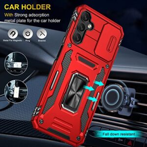 Samsung A14 5G Case, Galaxy A14 5G Case with HD Screen Protector, Androgate Military-Grade Metal Ring Holder Kickstand 15ft Drop Tested Shockproof Cover Case for Samsung Galaxy A14 5G Red