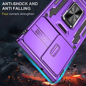 Samsung S23 Ultra Case, Galaxy S23 Ultra Case, with HD Screen Protector, Military-Grade Metal Ring Holder Kickstand 15ft Drop Tested Shockproof Cover Case for Samsung Galaxy S23 Ultra Purple