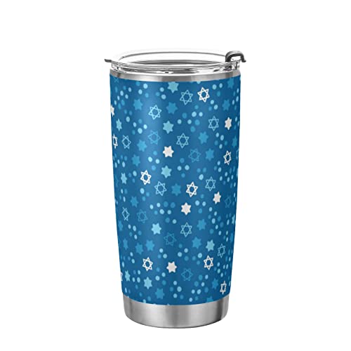 20oz Tumbler Bottle with Lid and Straw Hanukkah Stars Of David Insulated Coffee Ice Cup Vacuum Stainless Steel Shaker Bottle Travel Mug Water Cup Gifts