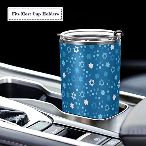 20oz Tumbler Bottle with Lid and Straw Hanukkah Stars Of David Insulated Coffee Ice Cup Vacuum Stainless Steel Shaker Bottle Travel Mug Water Cup Gifts