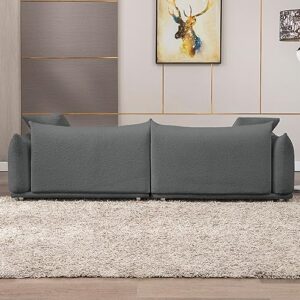 Mjkone Modern Sofa Couch, 89" W Lambswool Couches with Metal Legs, Modular Loveseat Sofa Has Thick Cushion, Mid-Century Sofas for Living Room/Bedroom/Small Spaces/Office(Dark Grey)