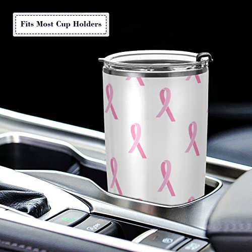 20oz Tumbler Bottle with Lid and Straw Pink Ribbon Pattern National Breast Insulated Coffee Ice Cup Vacuum Stainless Steel Shaker Bottle Travel Mug Water Cup Gifts