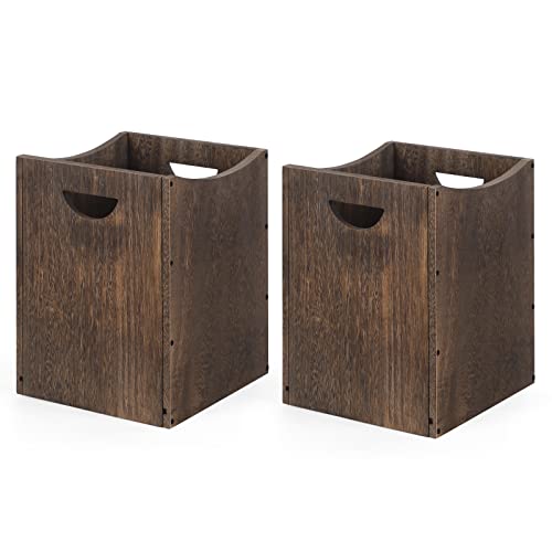 Office Trash Cans Garbage Can 5.3 Gallon Bathroom Trash Can, 2 Packs Large Desk Wooden Trash Can for Kitchen for Near Desk, Bedroom, and Bathroom, Dark Brown Assembly Required