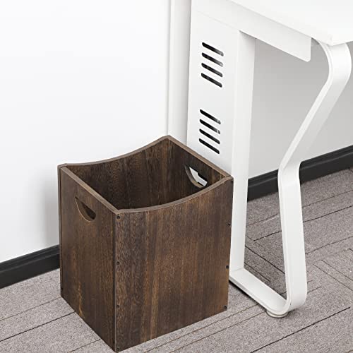 Office Trash Cans Garbage Can 5.3 Gallon Bathroom Trash Can, 2 Packs Large Desk Wooden Trash Can for Kitchen for Near Desk, Bedroom, and Bathroom, Dark Brown Assembly Required