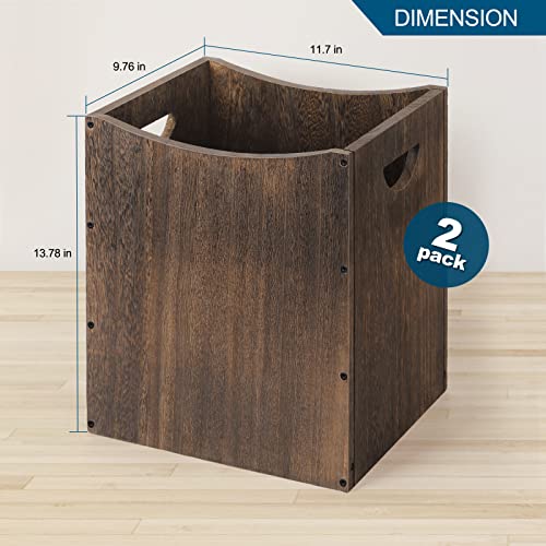 Office Trash Cans Garbage Can 5.3 Gallon Bathroom Trash Can, 2 Packs Large Desk Wooden Trash Can for Kitchen for Near Desk, Bedroom, and Bathroom, Dark Brown Assembly Required