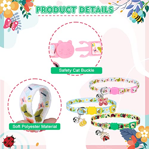 TAILGOO Breakaway Cat Collars with Bell - Spring Pet Collar 3 Pack for Kittens Puppies and Tiny Pets Small Pets