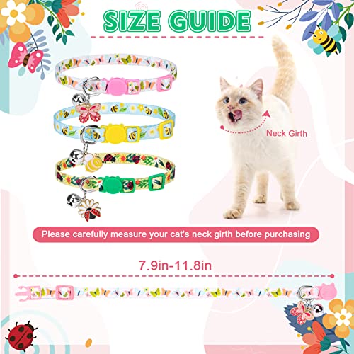 TAILGOO Breakaway Cat Collars with Bell - Spring Pet Collar 3 Pack for Kittens Puppies and Tiny Pets Small Pets