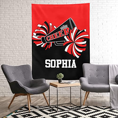 Cheerleader Red Personalized Blankets Throw Bed Sofa Couch Blankets Traveling Camping Hiking Soft Cozy 50 x 60 Inch