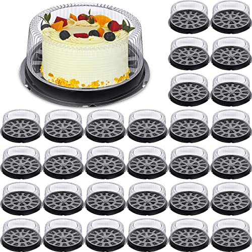 30 Pieces Cake Containers with Lids Round Cake Carrier 11 Inch Plastic Containers for Cake with Lid Disposable Cake Containers Carriers for Food Cake PET Cake Carries for Transport