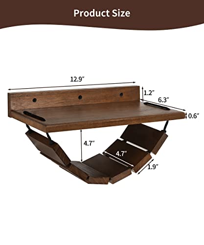 Sivapleso Floating Nightstand Set of 2, Wood Wall Mounted Nightstand Desk Bedside Tables Floating Shelves with Hammock Rustic Decor for Living Room, Bedroom, Kitchen, Office