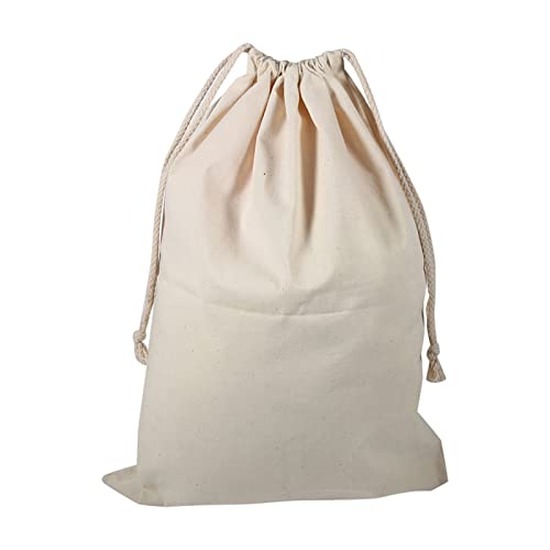 Household Plain Organic Cotton Storage Bag Drawstring Storage Laundry Sack Biodegradable Eco Friendly Bags Stuff Bag for Travel Home Use(30x40cm/11.8x15.7in)