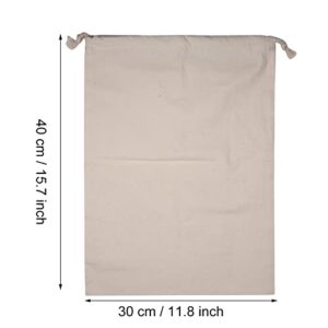 Household Plain Organic Cotton Storage Bag Drawstring Storage Laundry Sack Biodegradable Eco Friendly Bags Stuff Bag for Travel Home Use(30x40cm/11.8x15.7in)