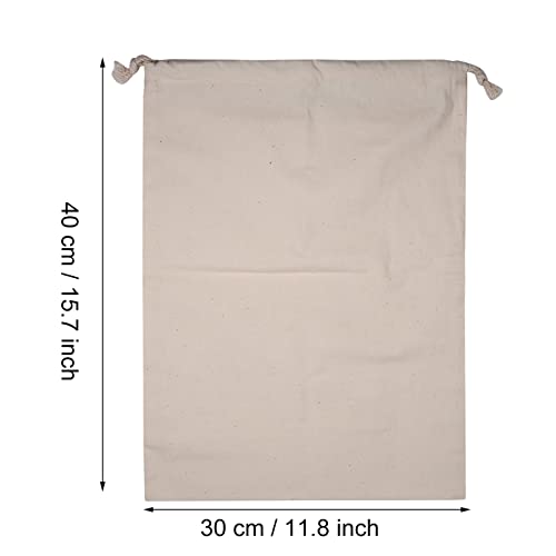 Household Plain Organic Cotton Storage Bag Drawstring Storage Laundry Sack Biodegradable Eco Friendly Bags Stuff Bag for Travel Home Use(30x40cm/11.8x15.7in)