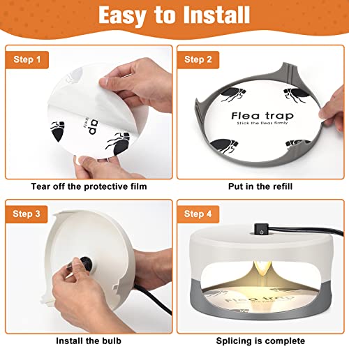 UPYEAL Flea Trap 2 Packs – Premium Traps for Inside Your Home Natural and Child-Friendly Light Indoor with Glue Discs Refills LED Lightbulb