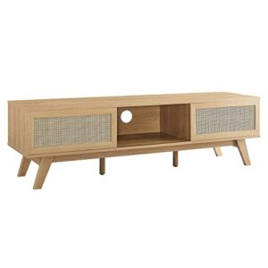 modway soma rattan tv stand, 60", oak