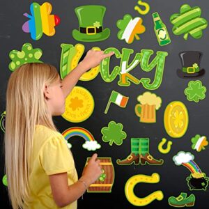 25 Pieces St. Patrick's Day Cutouts Lucky Shamrock Cutouts for Home Classroom St. Patrick's Day Bulletin Board Decorations