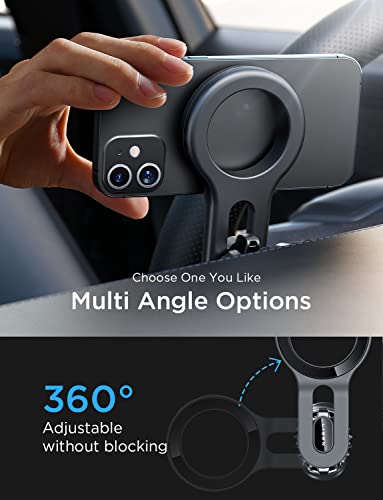 LISEN CD Phone Holder Mount for Car [2 Mounting Options] for CD MagSafe Car Mount, Adjustable iPhone 15 Car Mount CD Magnetic Phone Holder Mount for Car Fit for iPhone 15 Pro Plus Max Mini 14 13 12