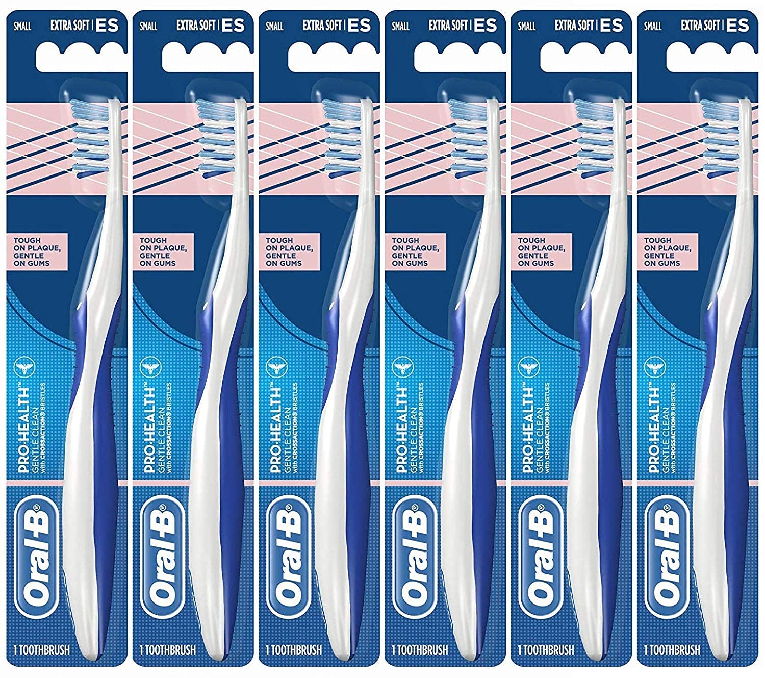 Oral-B Cross Action Gentle Clean Manual Toothbrush 35 Extra Soft (Colors Vary) - Pack of 6