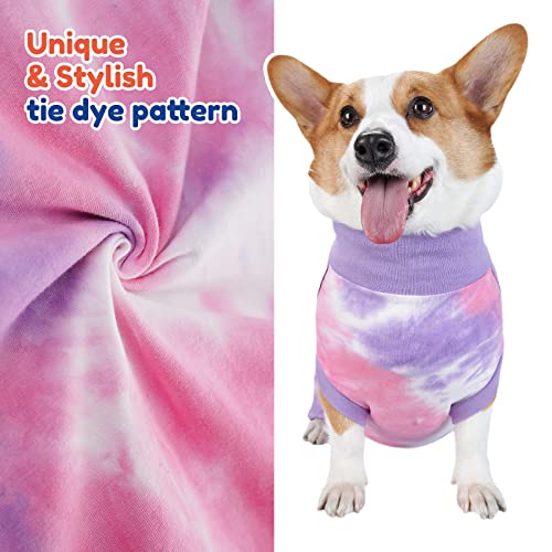 TORJOY Breathable Dog Recovery Suit for Male/Female, Tie Dye Purple Dog Onesie for Abdominal Wounds, Cone E-Collar Alternative after Surgery to Anti-Licking, Professional Surgery Suit for dogs