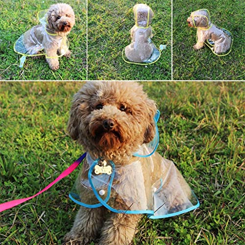 HOUKAI Waterproof Dog Raincoat with Hood Transparent Pet Dog Puppy Rain Coat Cloak Costumes Clothes for Dogs Pet Supplies (Color : Blue, Size : S Code)