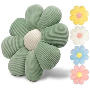 awesims home decor flower pillow, decorative pillows, super soft cute pillows, floor pillows seating for children, flower throw pillow living room, kids room, bedroom (15.7", green)