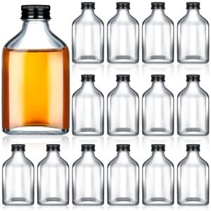 mini liquor bottles reusable glass flask bottles with black caps clear empty alcohol shot bottles small champagne bottles diy gift for halloween birthday weddings party favors (32 pcs,100 ml)