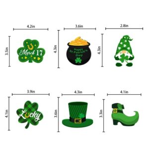 St Patricks Day Tiered Tray Decor,6 Pcs Pot Of Gold Decorations St Patricks Day Centerpiece, Wooden St Patricks Day Decorations Tiered Tray St Patrick day Gnomes Shamrock St Patricks Tiered Tray Decor