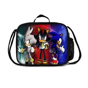 lmucyisyis cartoon lunch bag, anime the hedgehog insulated lunch box for teens students, portable large capacity bento box for boys girls for work picnic school travel (cartoon 2)