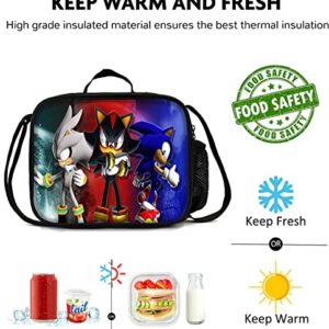 LMUCYISYIS Cartoon Lunch Bag, Anime the Hedgehog Insulated Lunch Box for Teens Students, Portable Large Capacity Bento Box for Boys Girls for Work Picnic School Travel (Cartoon 2)