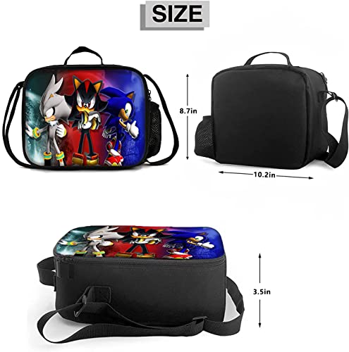 LMUCYISYIS Cartoon Lunch Bag, Anime the Hedgehog Insulated Lunch Box for Teens Students, Portable Large Capacity Bento Box for Boys Girls for Work Picnic School Travel (Cartoon 2)