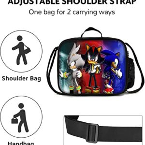 LMUCYISYIS Cartoon Lunch Bag, Anime the Hedgehog Insulated Lunch Box for Teens Students, Portable Large Capacity Bento Box for Boys Girls for Work Picnic School Travel (Cartoon 2)