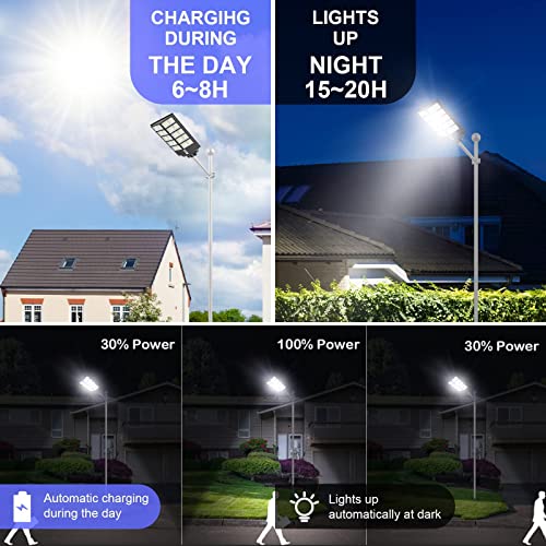 Anzid 800W Solar Street Lights Outdoor,LED Security Flood Lights Motion Sensor Waterproof,Dusk to Dawn Solar Lamp with Remote Control Bracket for Garden Yard Path Parking Lot (watts, 800)