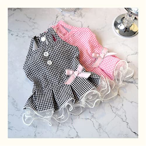 HOUKAI Dog Wedding Dress Plaid Ribbon Pet Dress Summer Accessories Clothes (Color : D, Size : XScode)