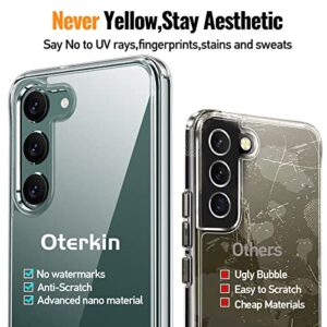 Oterkin for Samsung Galaxy S23 Case,[Anti-Yellowing Technology] with [2Pcs Tempered Glass Screen Protector][Built-in 4 Airbags][10FT Military Protection] S23 Phone Case (Clear)