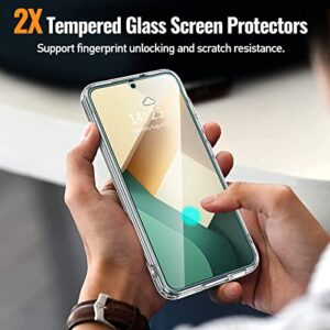 Oterkin for Samsung Galaxy S23 Case,[Anti-Yellowing Technology] with [2Pcs Tempered Glass Screen Protector][Built-in 4 Airbags][10FT Military Protection] S23 Phone Case (Clear)