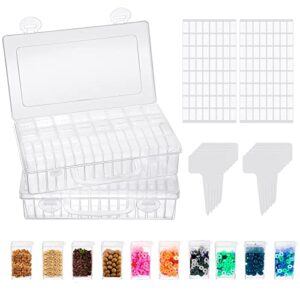 96 slots plastic seed storage organizer box, seed storage box for gardening transparent seed storage with label, diamond art storage containers