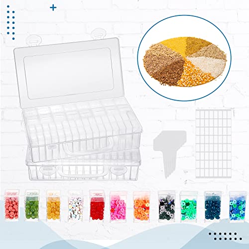 96 Slots Plastic Seed Storage Organizer Box, Seed Storage Box for Gardening Transparent Seed Storage with Label, Diamond Art Storage Containers