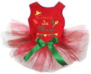 petitebella cinco de mayo carnival style puppy dog dress (red/red, small)