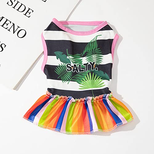 Pet Clothes Breathable Letter Printing Fashion Skirt Hem Soft Crew Neck Dress Up Polyester Puppy Cute Print Skirt for Outdoor Pet