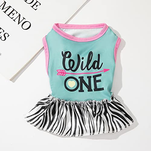 Pet Clothes Breathable Letter Printing Fashion Skirt Hem Soft Crew Neck Dress Up Polyester Puppy Cute Print Skirt for Outdoor Pet