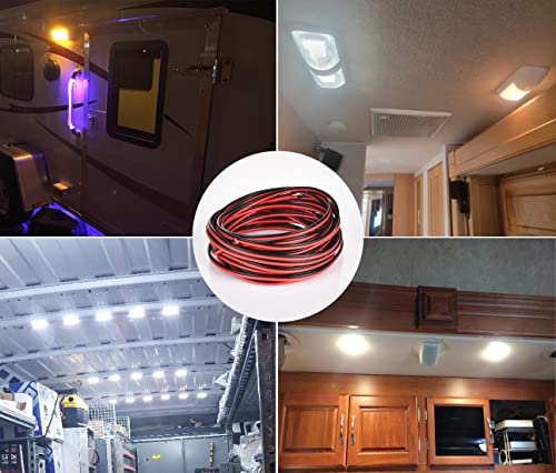 Dobertry RV Light Extension Cable Wire Cord for Led Interior Light Bar Strip Lights, 66ft 22awg Wires for RV Camper Motorhome Travel Trailer Cargo Van Cabinet Ceiling Dome Awning Porch underglow Light